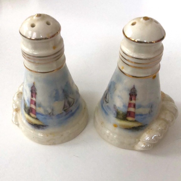 Dining | Vintage Lighthouse Salt And Pepper Shakers Glazed Stoneware ...